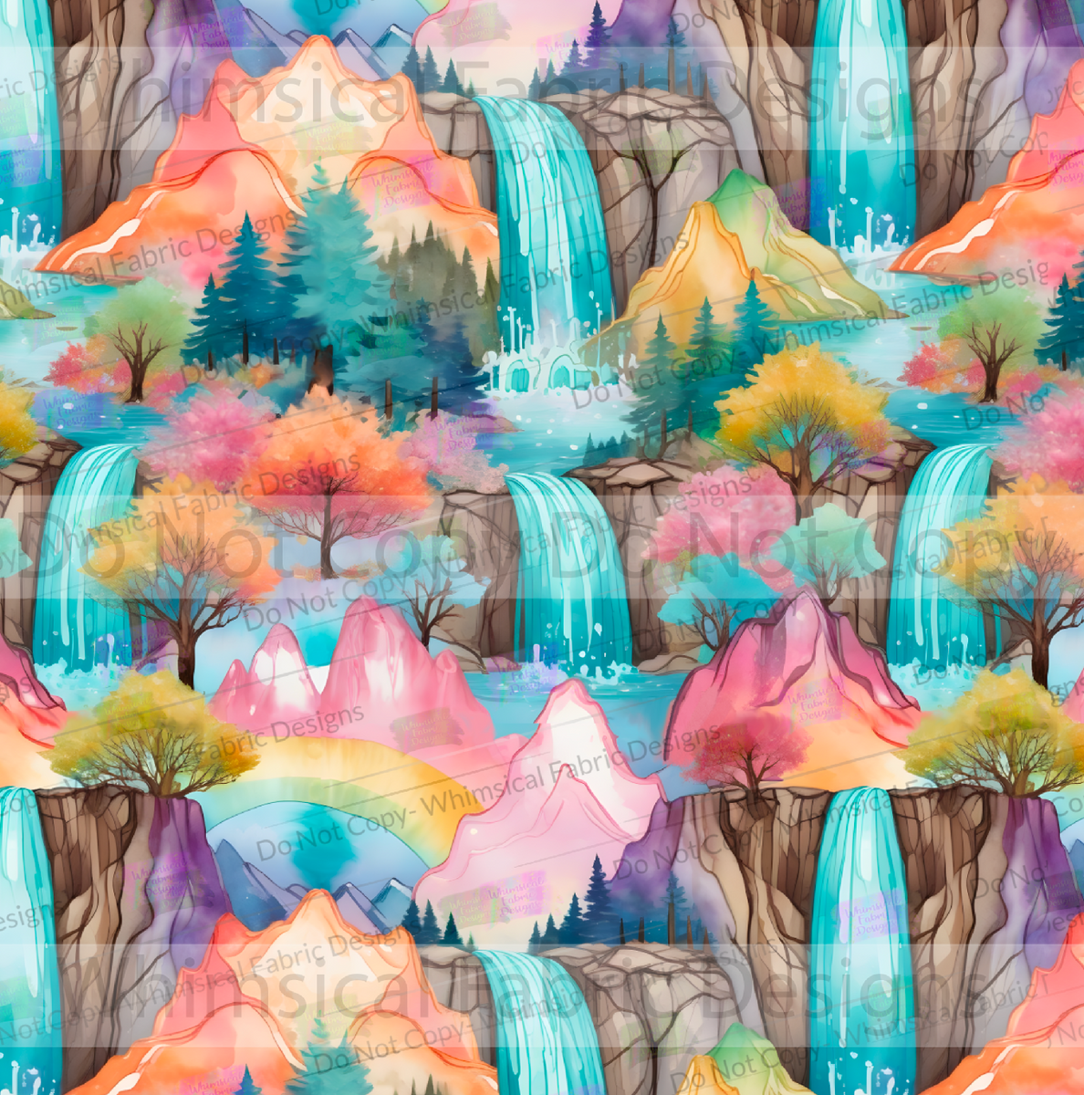 PREORDER: WATERCOLOR WATERFALLS – Whimsical Fabric Designs